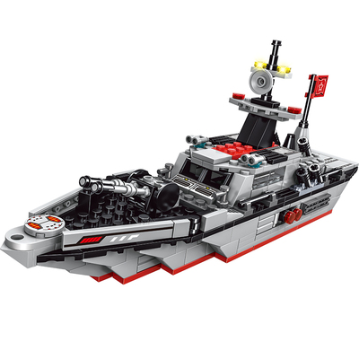 儿童积木船益智军事拼装玩具