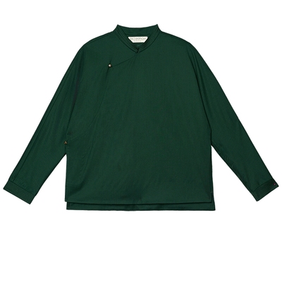 EXCEPTION例外女装2025秋季新品绵羊毛提花修身优雅中式上衣衬衫