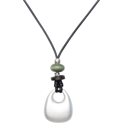 方糖家拉丝金属吊坠编绳毛衣链