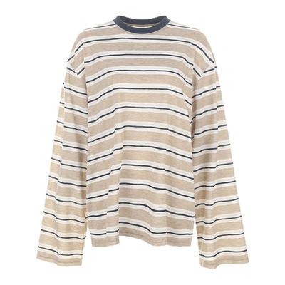 wanatry条纹宽松休闲感长袖T恤