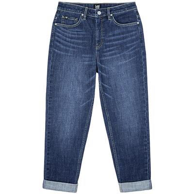 【张凌赫代言】Lee26早秋新品411舒适锥形牛仔裤深蓝色女潮A11132