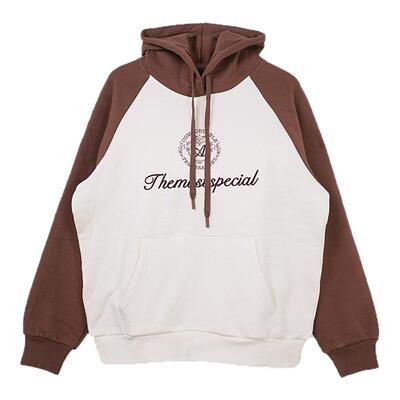 A21针织宽松连帽插肩绒底卫衣