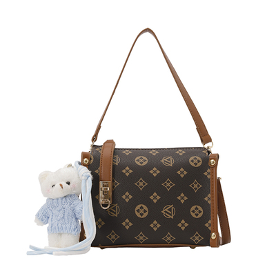 复古老花轻奢盒子包斜挎手提女包