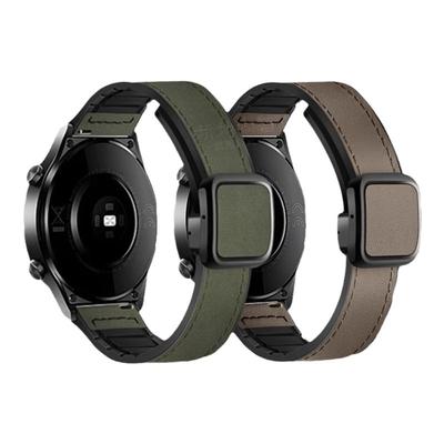 适用vivowatch5手表带watchGT2透气磁吸扣iqoo疯马纹真皮腕表带watch3复古2运动智能皓月星辉男士腕带女生