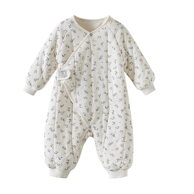嫚熙新生婴儿连体衣暖芯恒温棉夹棉宝宝衣服秋冬保暖加厚外出棉服