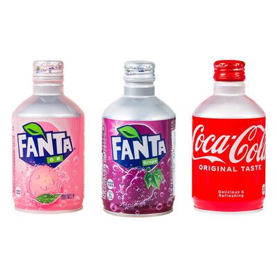 日本进口弹头可乐白桃味铝罐小瓶