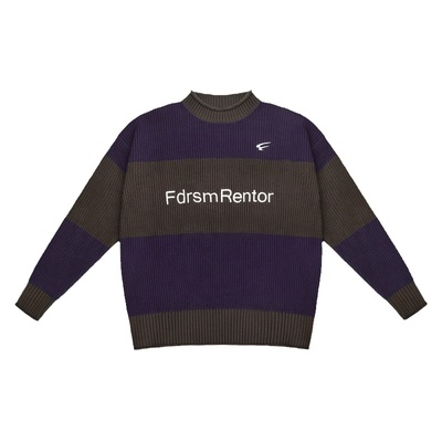 FDR国潮高街拼色圆领毛衣男女