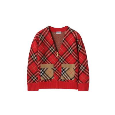 格纹羊毛开衫BURBERRY