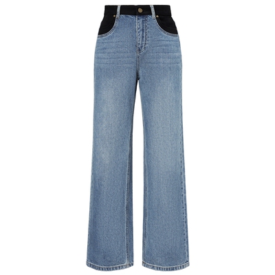 仿佛复古高腰直筒牛仔裤女长裤