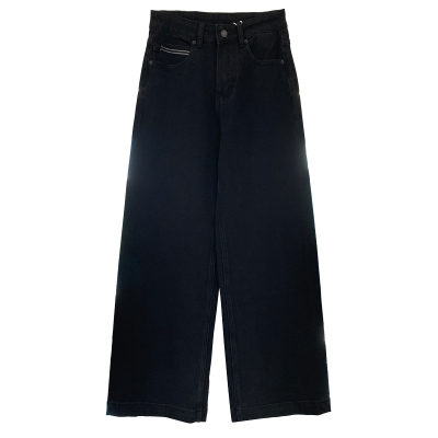 高腰四面弹复古水洗阔腿牛仔裤女