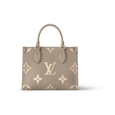 9.9新Louis Vuitton/路易威登ONTHEGO PM牛皮奶白女士小号手提包