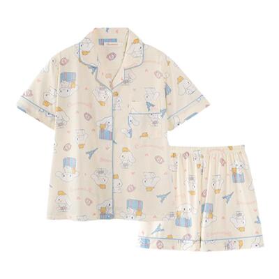 日系奶黄玉桂狗睡衣女夏季短袖