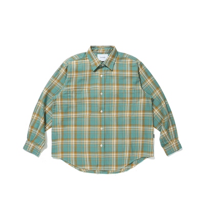 Vavu双口袋格子长袖衬衫