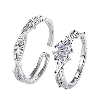 荆棘四叶草情侣戒指轻奢百搭对戒