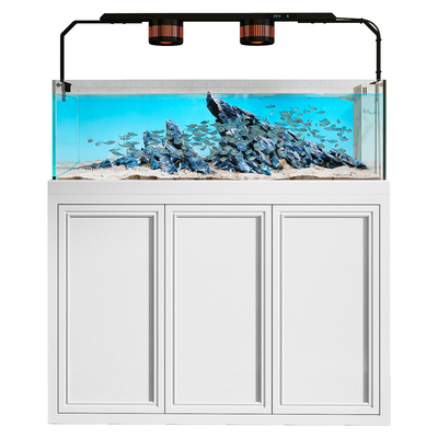 森森新款极窄岩板超白溪流缸