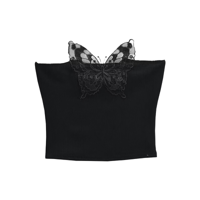 蕾丝刺绣蝴蝶纯欲抹胸背心