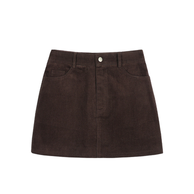 辰米范 质感担当 复古咖色灯芯绒半身裙女秋冬显瘦a字包臀短裙