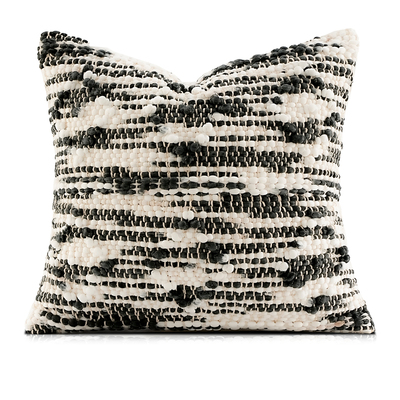 柏洛斯印度进口黑白拼色抱枕套