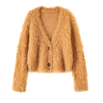 BANANACICI短款V领羊毛开衫