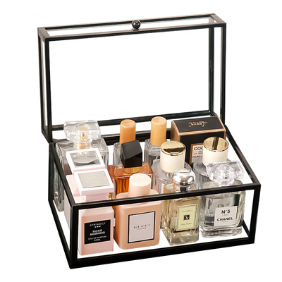 网红玻璃防尘香水收纳盒