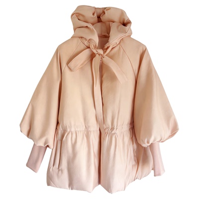 粉色灯笼袖收腰90白鸭绒羽绒服