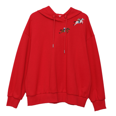 【生肖系列】MOVEUP幻走2025冬季新款连帽趣味绣花罗纹短款卫衣女