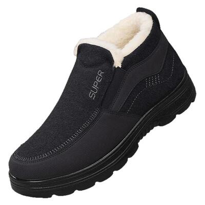 意迪森老北京布鞋男冬季官方加绒加厚防滑老人绵羊毛厚底爸爸棉鞋
