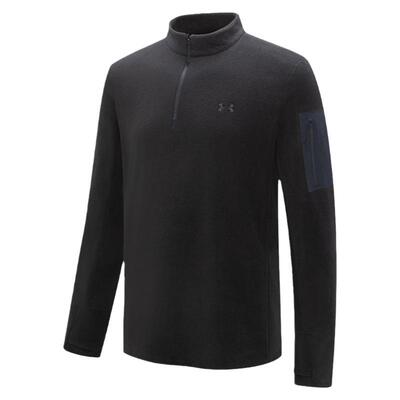 安德玛UA官方户外徒步抓绒衣男女款保暖长袖t恤秋冬半立领打底衫