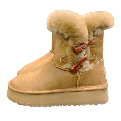 厚底雪地靴靴子短靴冬季羊毛一体