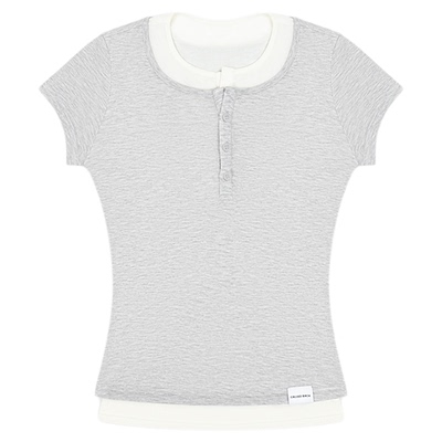 CalledBack假两件短袖T恤女上衣