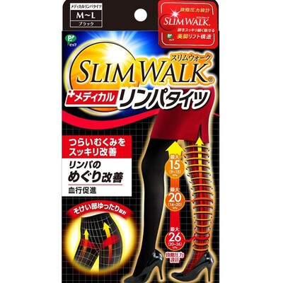 slimwalk强压力瘦腿提臀保暖吸湿发热袜美腿裤袜日本120D女春秋冬