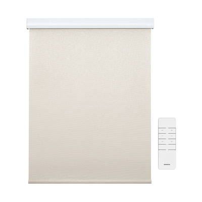 杜亚电动卷帘家用免打孔窗帘上下升降遮阳帘阳台亚麻阳光面料遮光