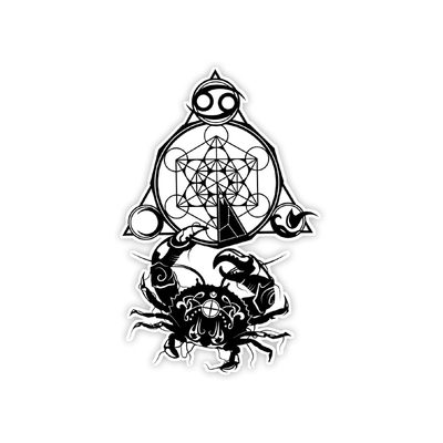 TLP镭射车贴 巨蟹座黄道十二宫第四宫Cancer月亮星座电镀效果贴纸