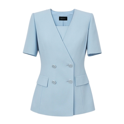 MOJO收腰气质修身短外套短袖上衣