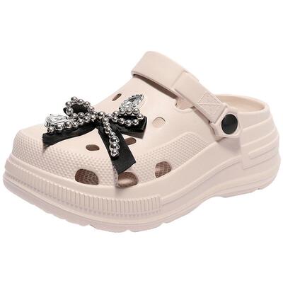 森达洞洞鞋女款夏新商场同款蝴蝶结厚底凉鞋XQV02BH5