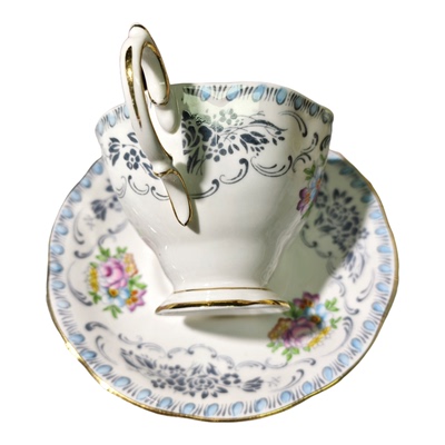 西洋古董 royal albert 手绘立体花卉骨瓷红茶咖啡杯碟 特价 现货