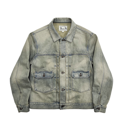 西里布日系复古水洗做旧牛仔夹克