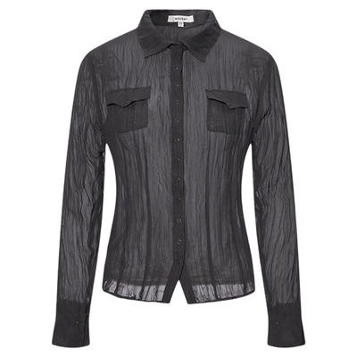 MOUSSY 早春新品复古纹理双口袋薄款长袖衬衫女028IAA30-1015