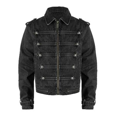（关注店铺享新品6折）宫廷扣洗水拉链烟灰重工牛仔夹克正肩外套