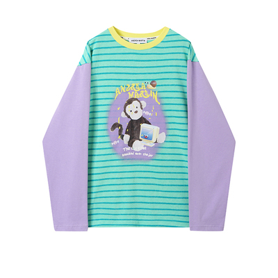 AndreaMartin条纹撞色长袖T恤