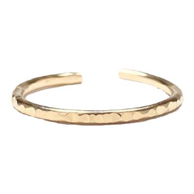 14K金填充简约锤击纹脚趾环戒指