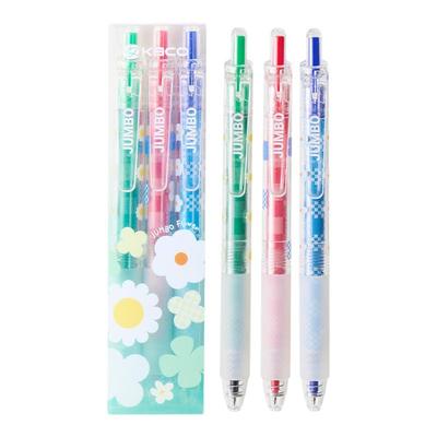 KACO JUMBO珍宝妙笔生花按动大容量中性笔3支装0.5黑笔红笔ins风学生书写刷题顺滑办公考研高颜值