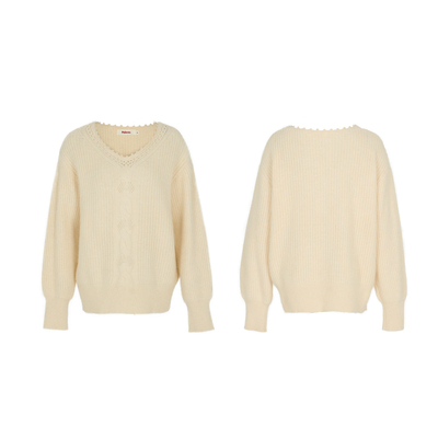 Palavas郭宇欣李梦同款云端杜乐丽针织上衣V领智感女羊毛毛衣原创