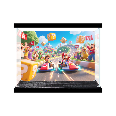 适用乐高72037马里奥卡丁车亚克力展示盒透明马力欧收纳防尘罩