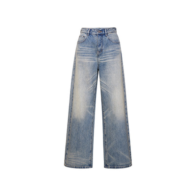 复古做旧蓝脏脏牛仔裤休闲