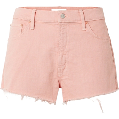 MOTHER DENIM春夏女士粉色舒适中腰磨边牛仔短裤