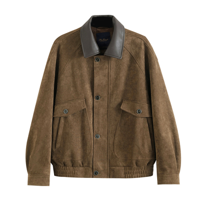 PLUS CRASH冬季新款老钱风拼接外套质感保暖加厚男士休闲夹克外套