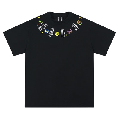 MEDM蝴蝶项链刺绣上衣短袖T恤