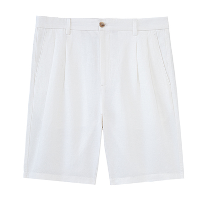 高端亚麻棉混纺宽松休闲五分短裤