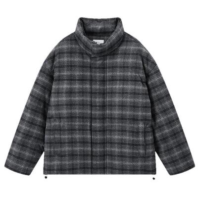 商场同款流石男装毛呢短款羽绒服